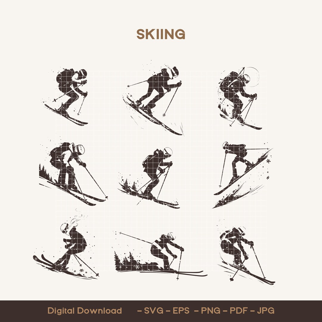 Skiing Bundle Svg, Winter Svg Bundle, Skiing Svg, Ski Files for Cricut ...