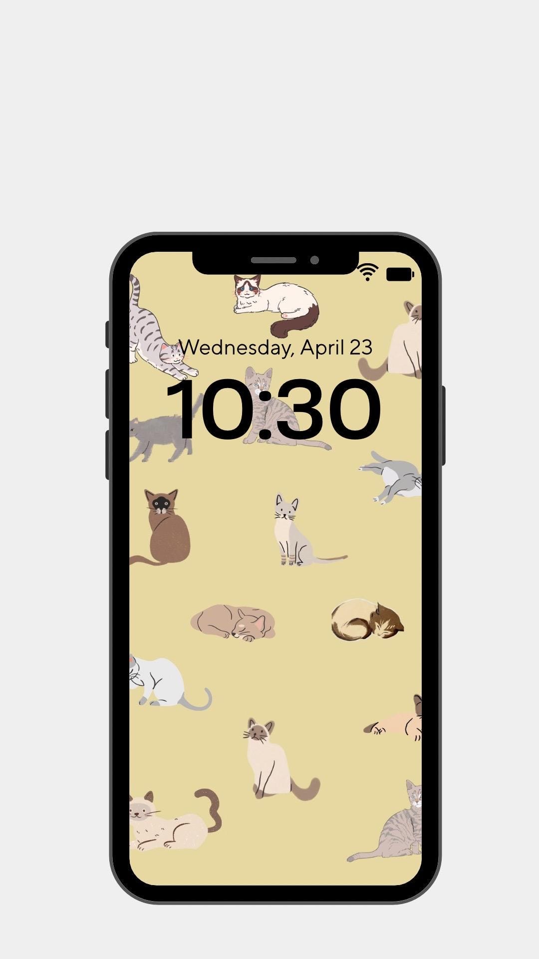 Cats Yellow Background | Wallpaper for iPhone | Cat Design - Etsy