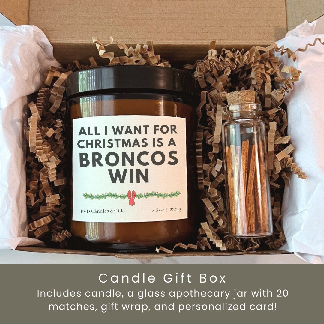 Personalized Denver Broncos Christmas Home Decor Football Candle Game ...
