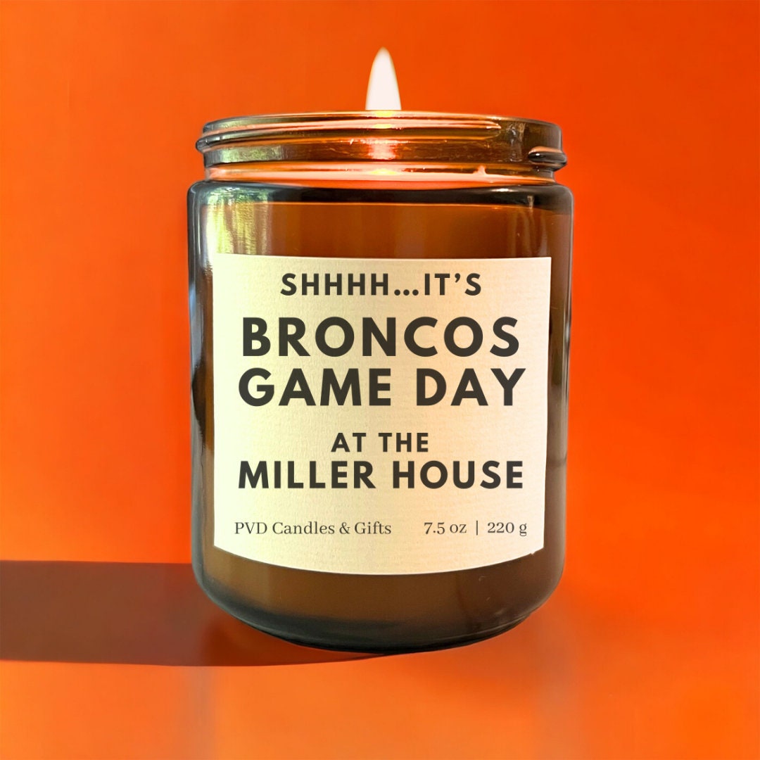 Personalized Denver Broncos Home Decor Football Candle Game Day Gift ...