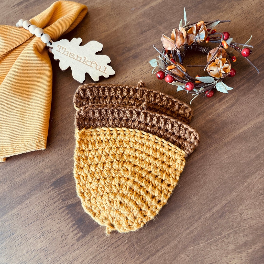 CROCHET PATTERN: White Oak Acorn Coaster EASY Project Level - Etsy