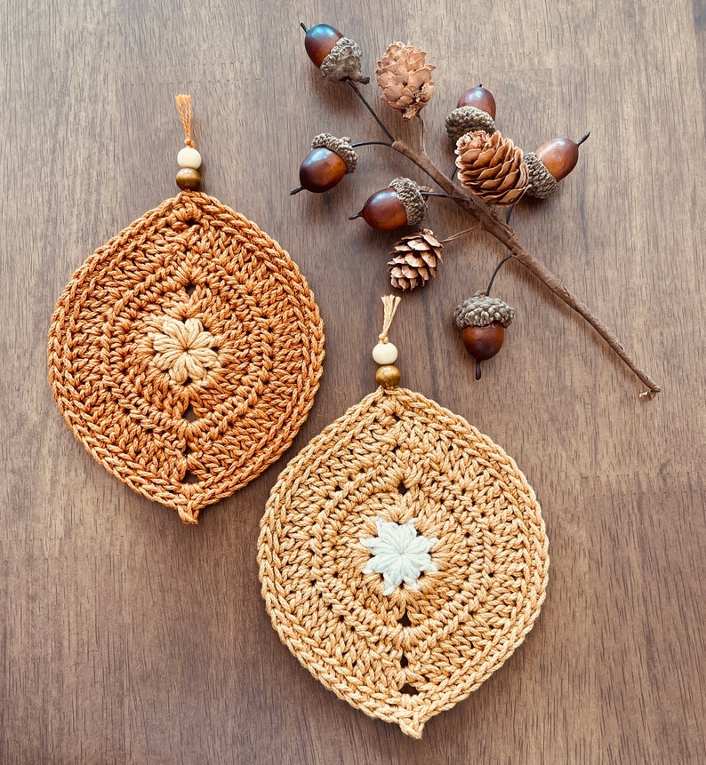 CROCHET PATTERN: Autumn Chestnut Leaves Crochet Coaster EASY Project ...