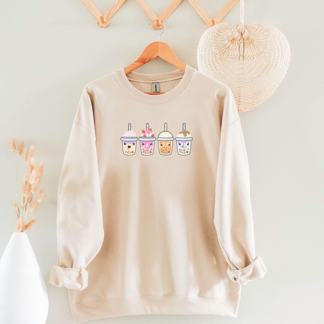 Boba Sweatshirt, Bubble Tea Sweater, Kawaii Boba Shirt, Bubble Tea ...