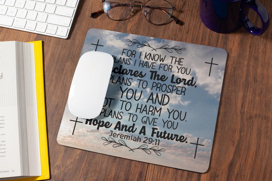 Inspirational Mouse Pad, Christian Desk Decor, Hope and Future Quote ...