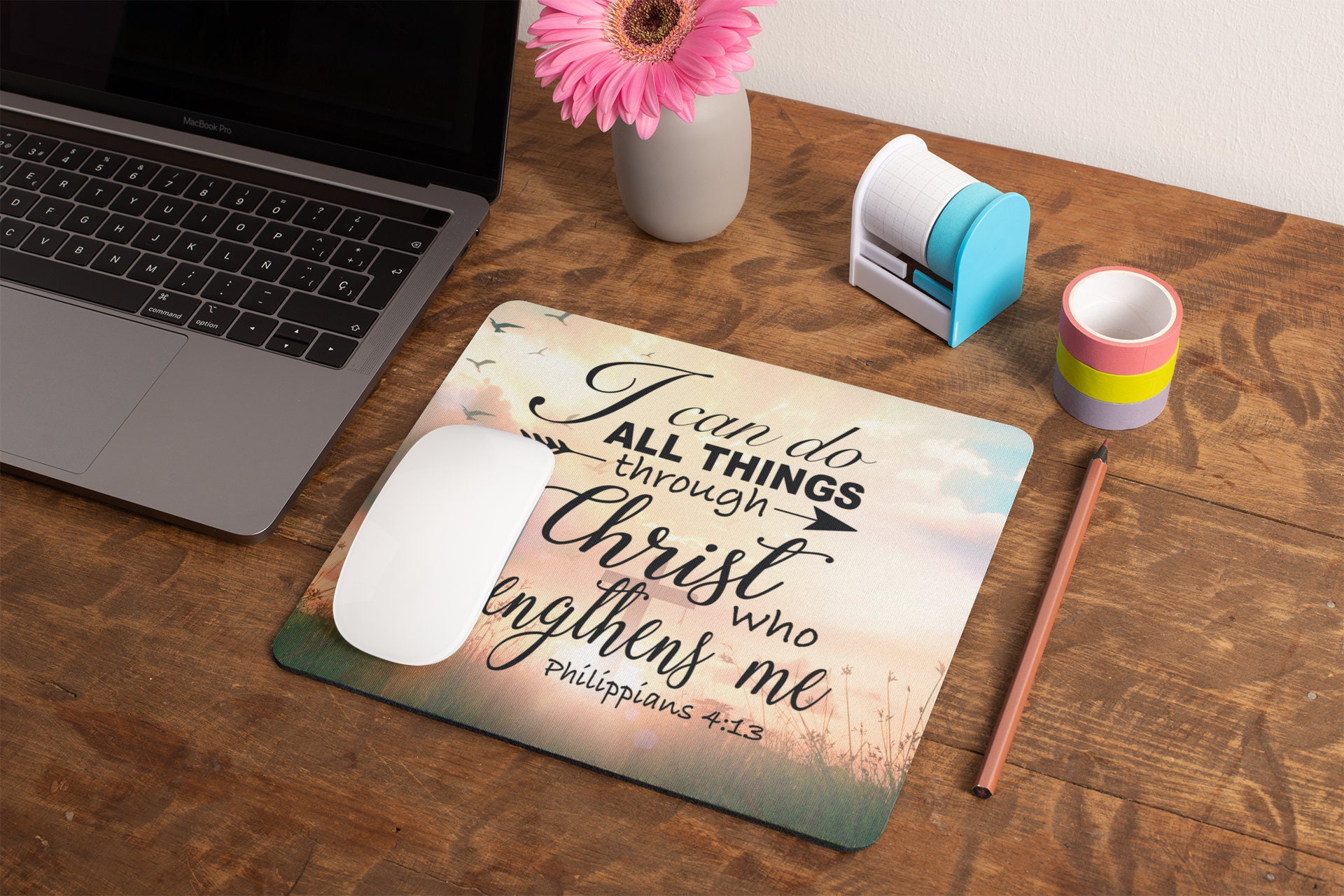 Faith-inspiring Mouse Pad With Philippians 4:13 Bible Quote ...