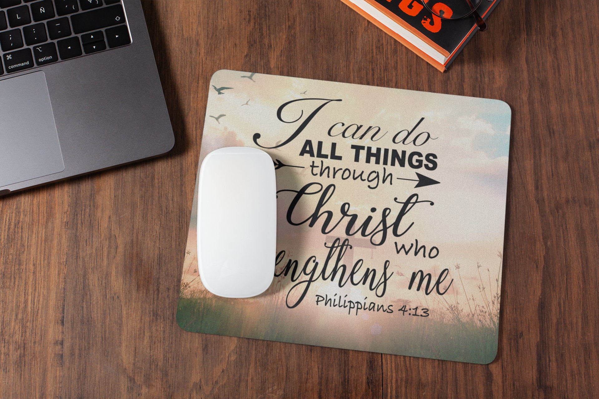 Faith-inspiring Mouse Pad With Philippians 4:13 Bible Quote ...