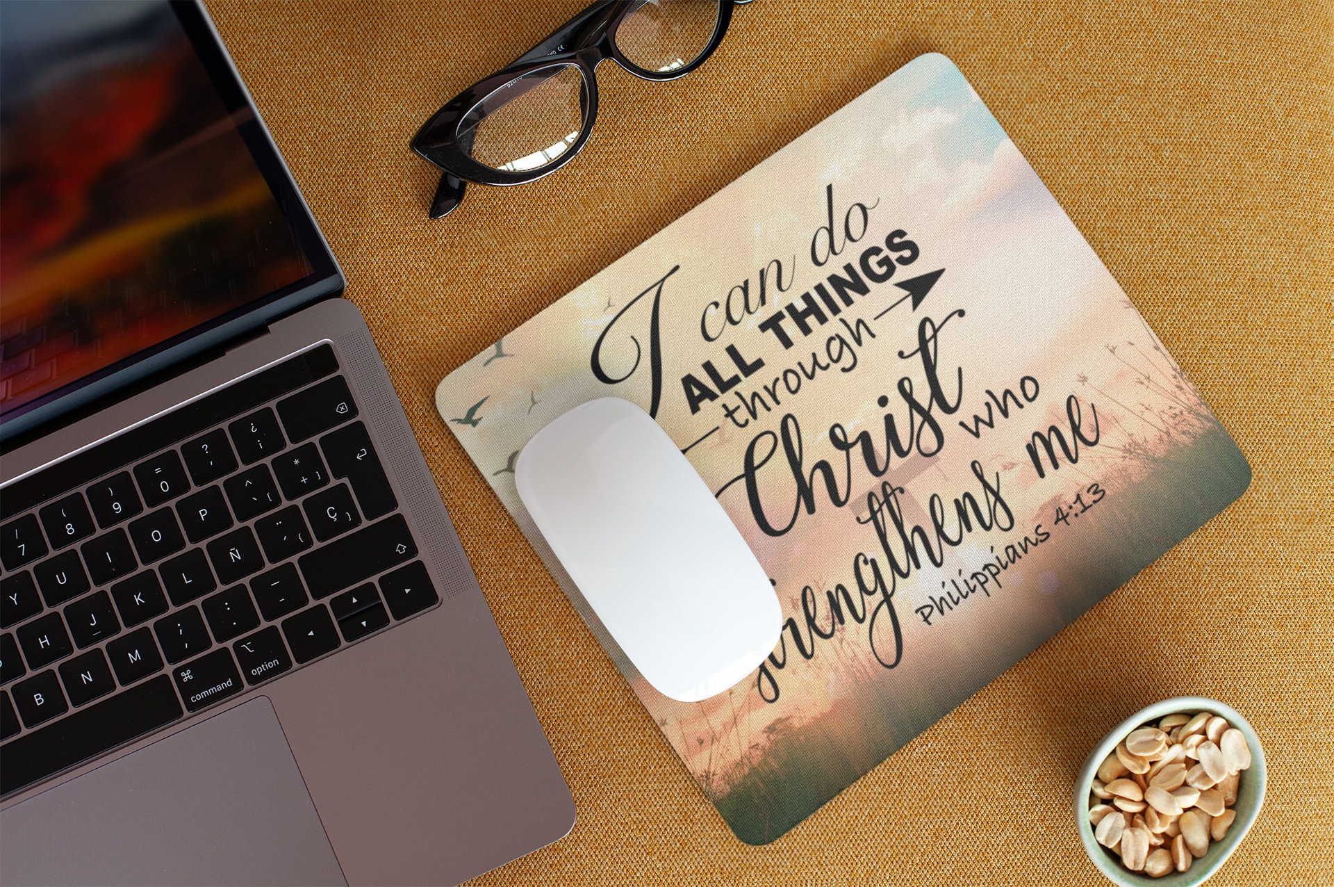 Faith-inspiring Mouse Pad With Philippians 4:13 Bible Quote ...
