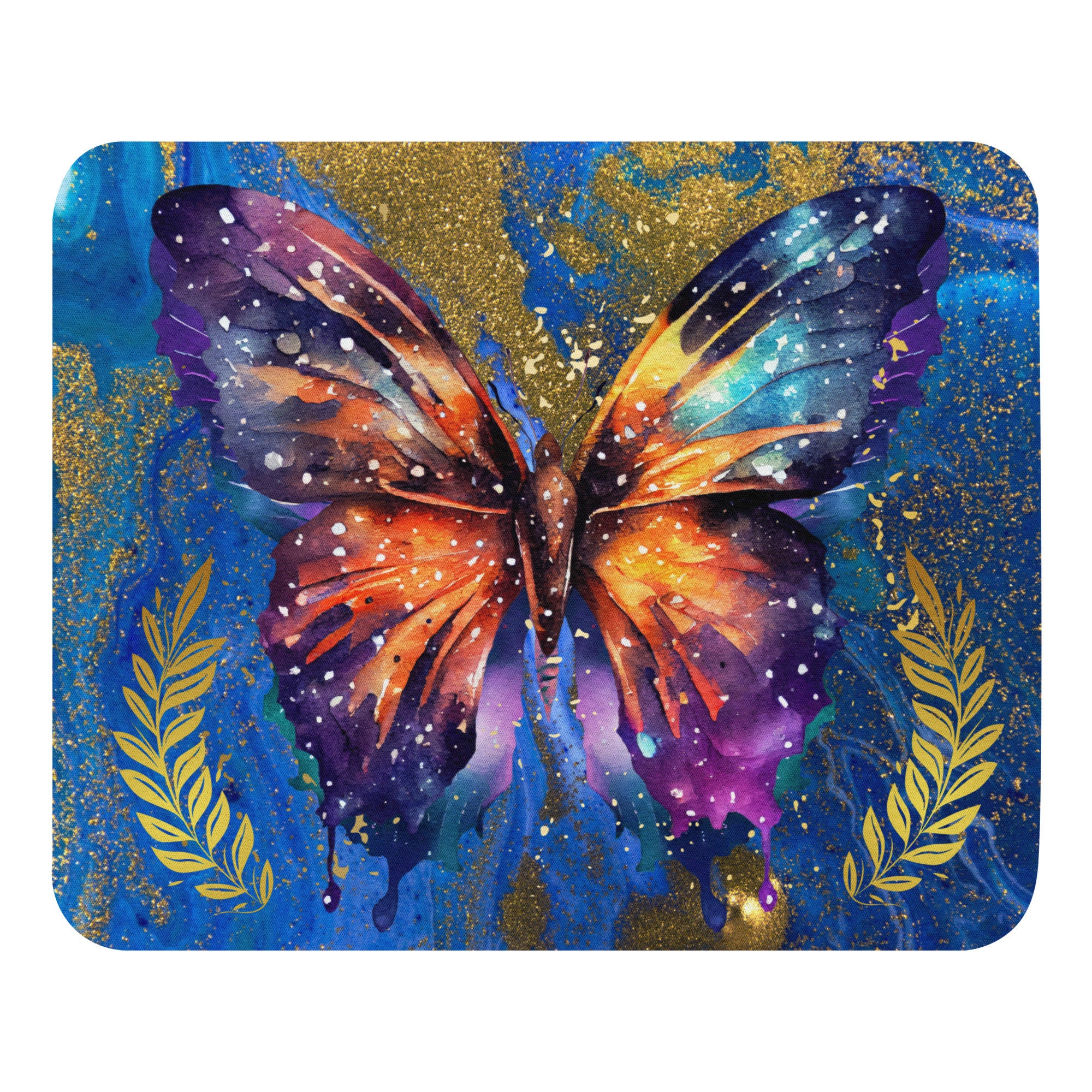 Butterfly Mouse Padblue and Gold Mouse Padgameranimeesty Sellercute ...