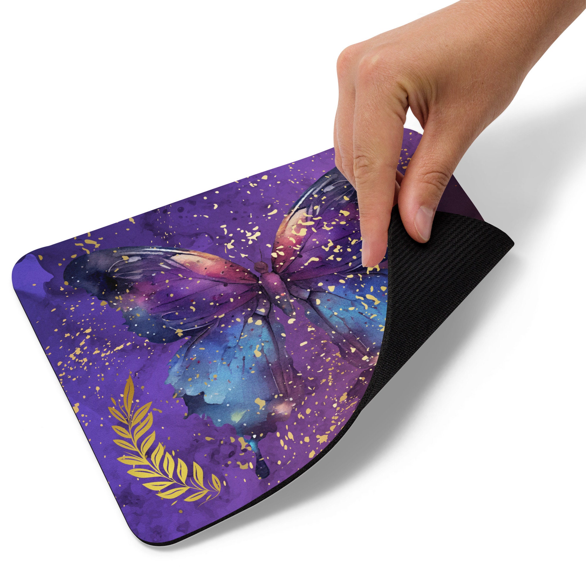 Purple and Gold Butterfly Mouse Pad Soft Natural Rubber Base - Etsy