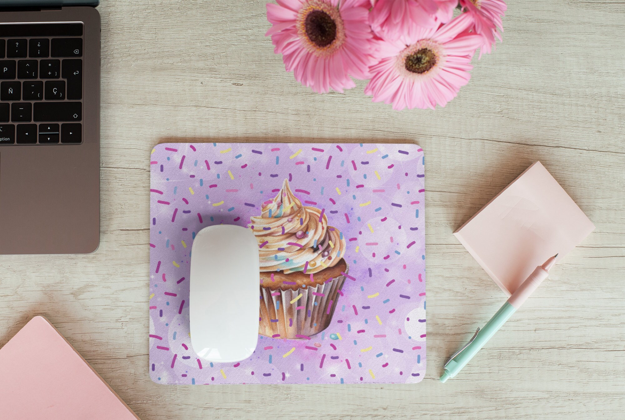 Cupcake Mouse Pad Gifts for Her Office Decor Cute Computer Pad Sprinkle ...