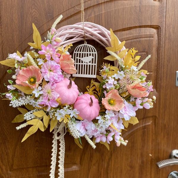 Pink Fall Wreath - Etsy