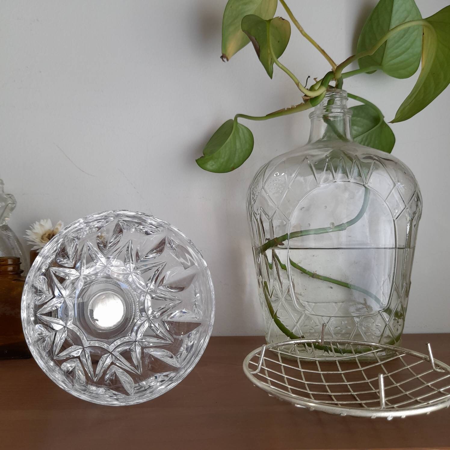 Vintage Ianthe Crystal Flower Frog Vase / Bowl - Etsy Australia