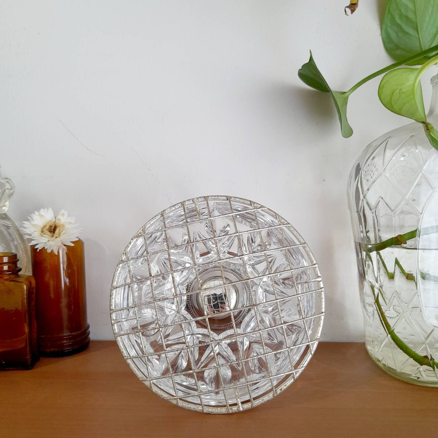 Vintage Ianthe Crystal Flower Frog Vase / Bowl - Etsy Australia