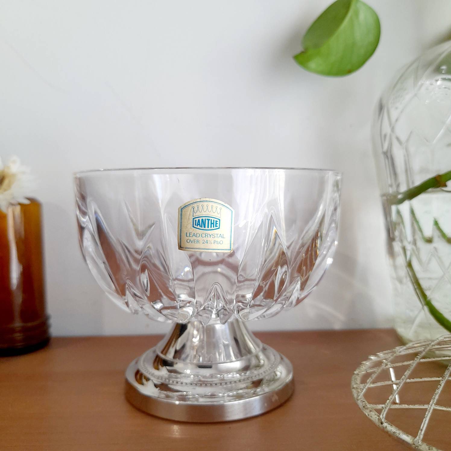 Vintage Ianthe Crystal Flower Frog Vase / Bowl - Etsy Australia