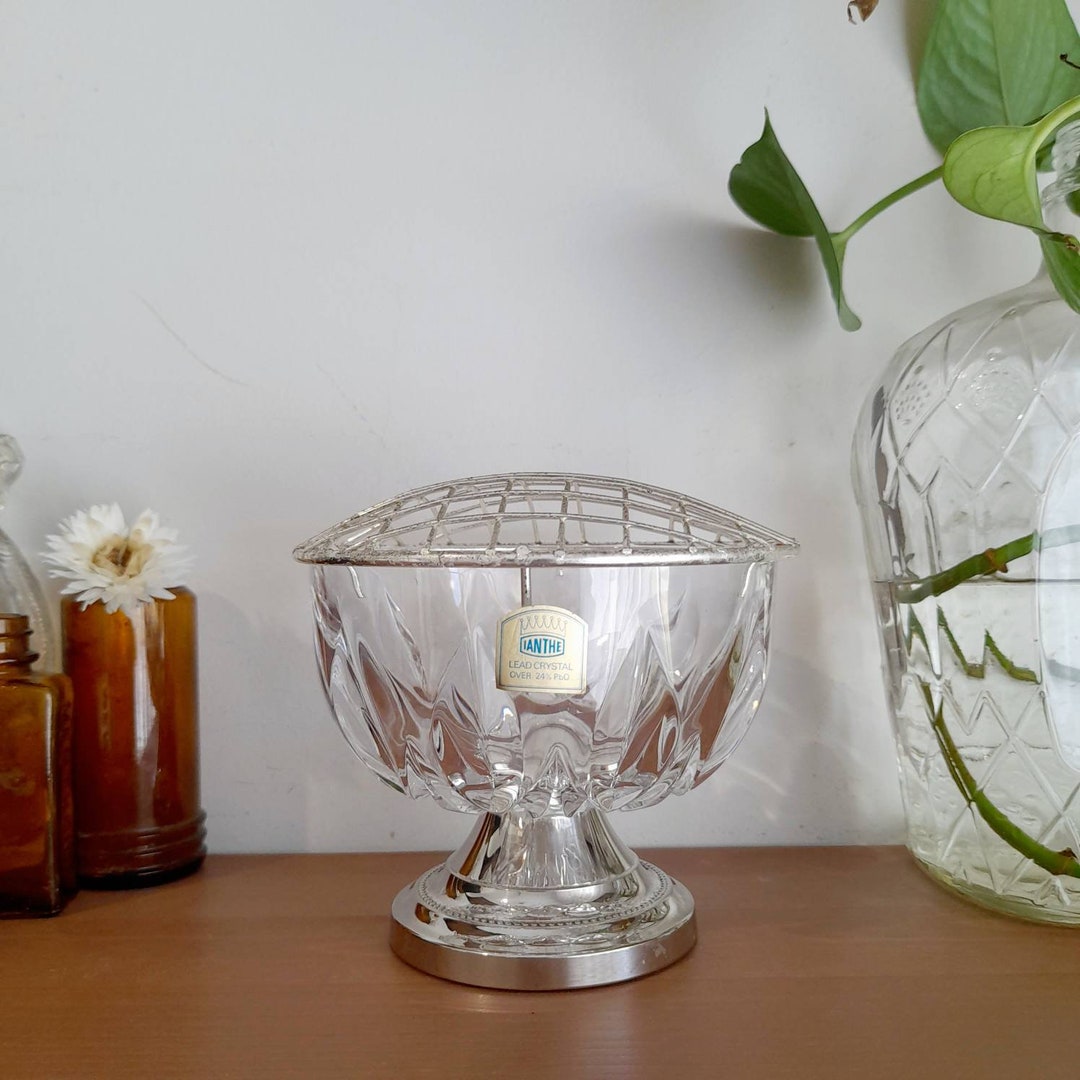 Vintage Ianthe Crystal Flower Frog Vase / Bowl - Etsy Australia