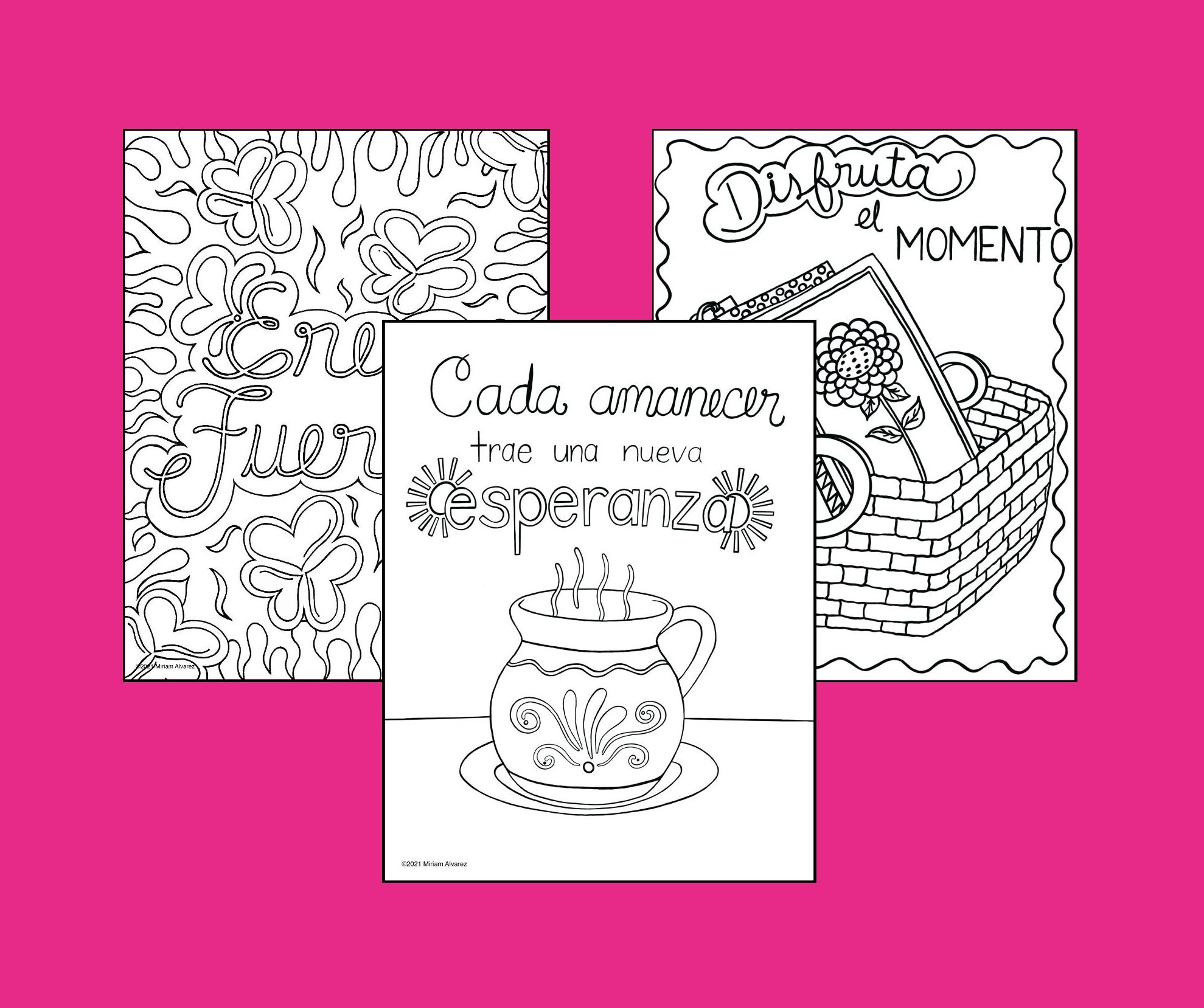 Vive La Vida Al Máximo 24 Ilustraciones Para Colorear Dibujadas a Mano ...