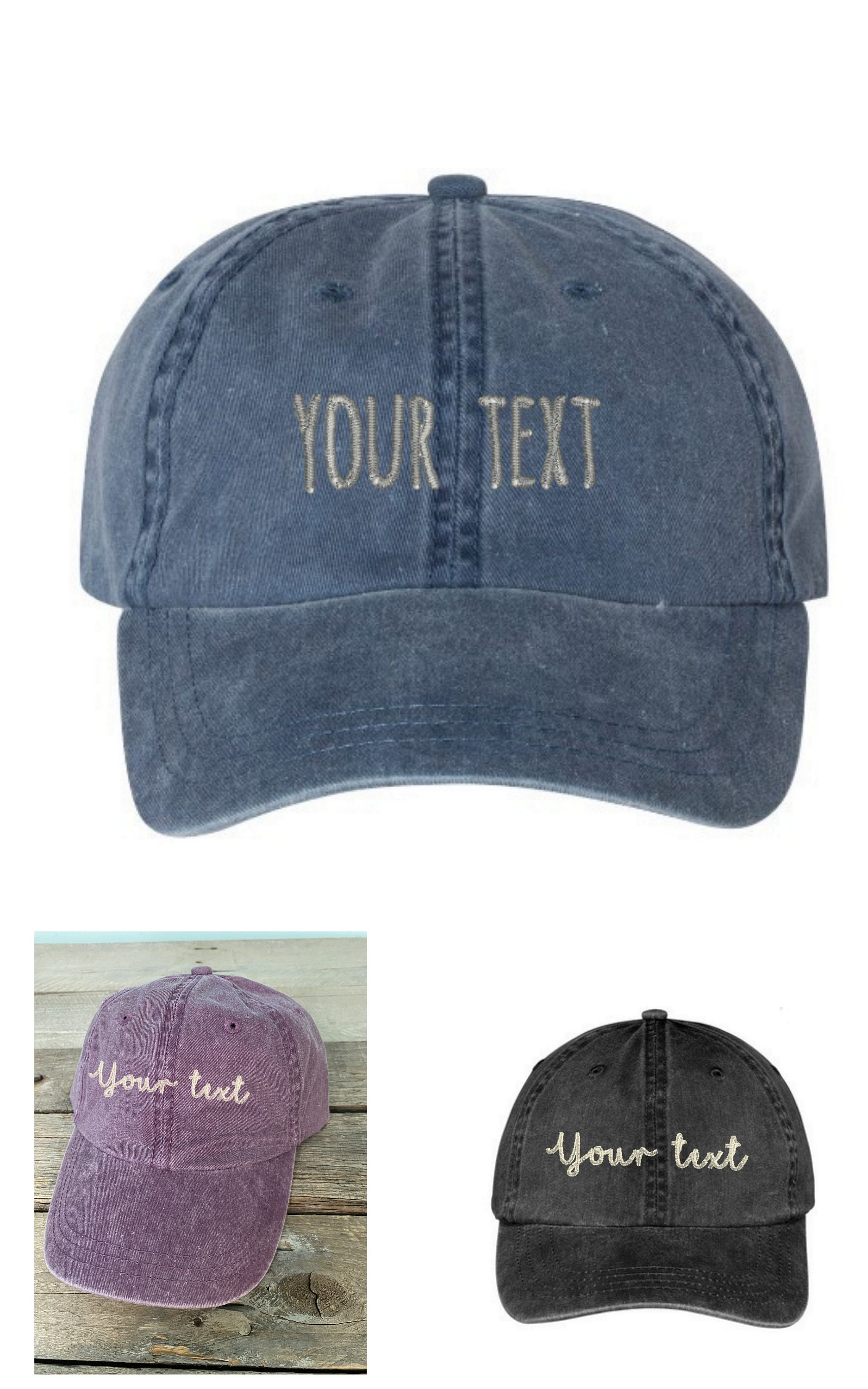 Custom Baseball Hat-you Choose Your Wording,font and Hat Color - Etsy