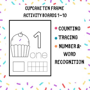 Preschool Number Tracing, Ten Frame Counting, Montessori Printable (PDF ...