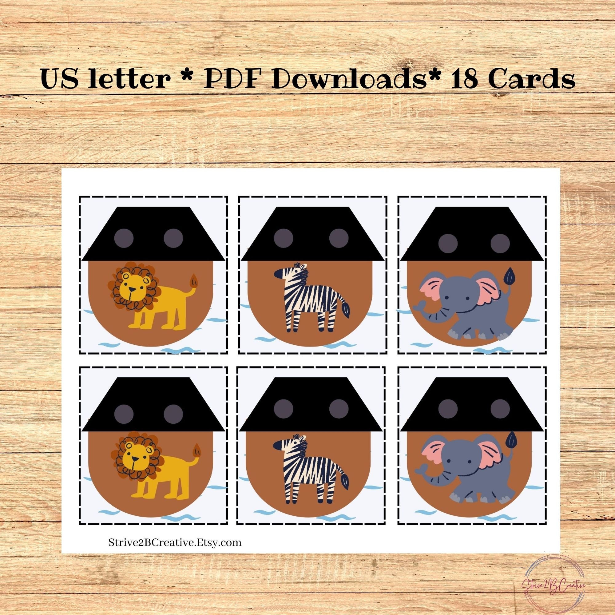 Noah's Ark Themed Printable Memory Game, Animal Matching Game ...