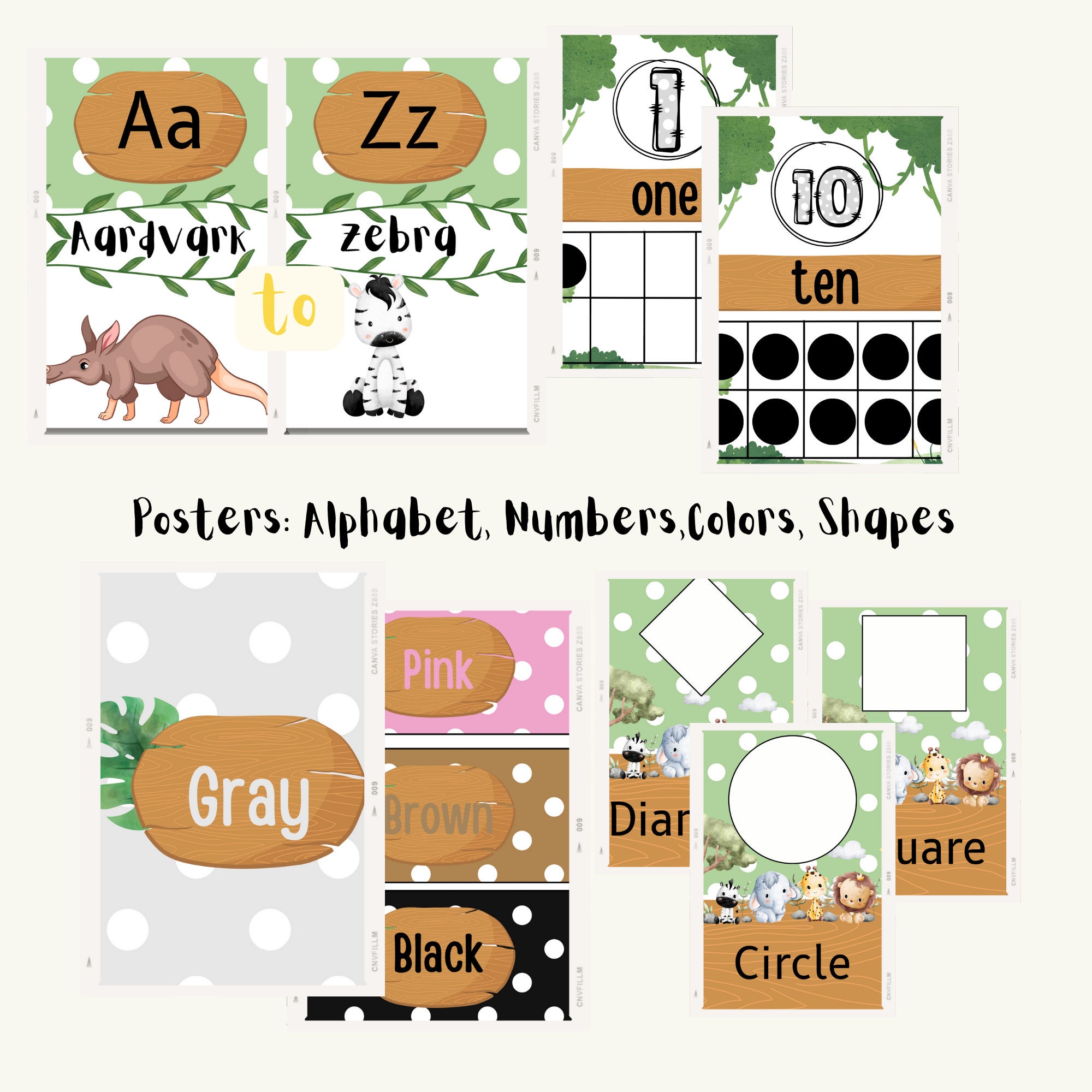 Safari Animal Classroom Decor Bundle, Editable Teacher Lists (digital ...