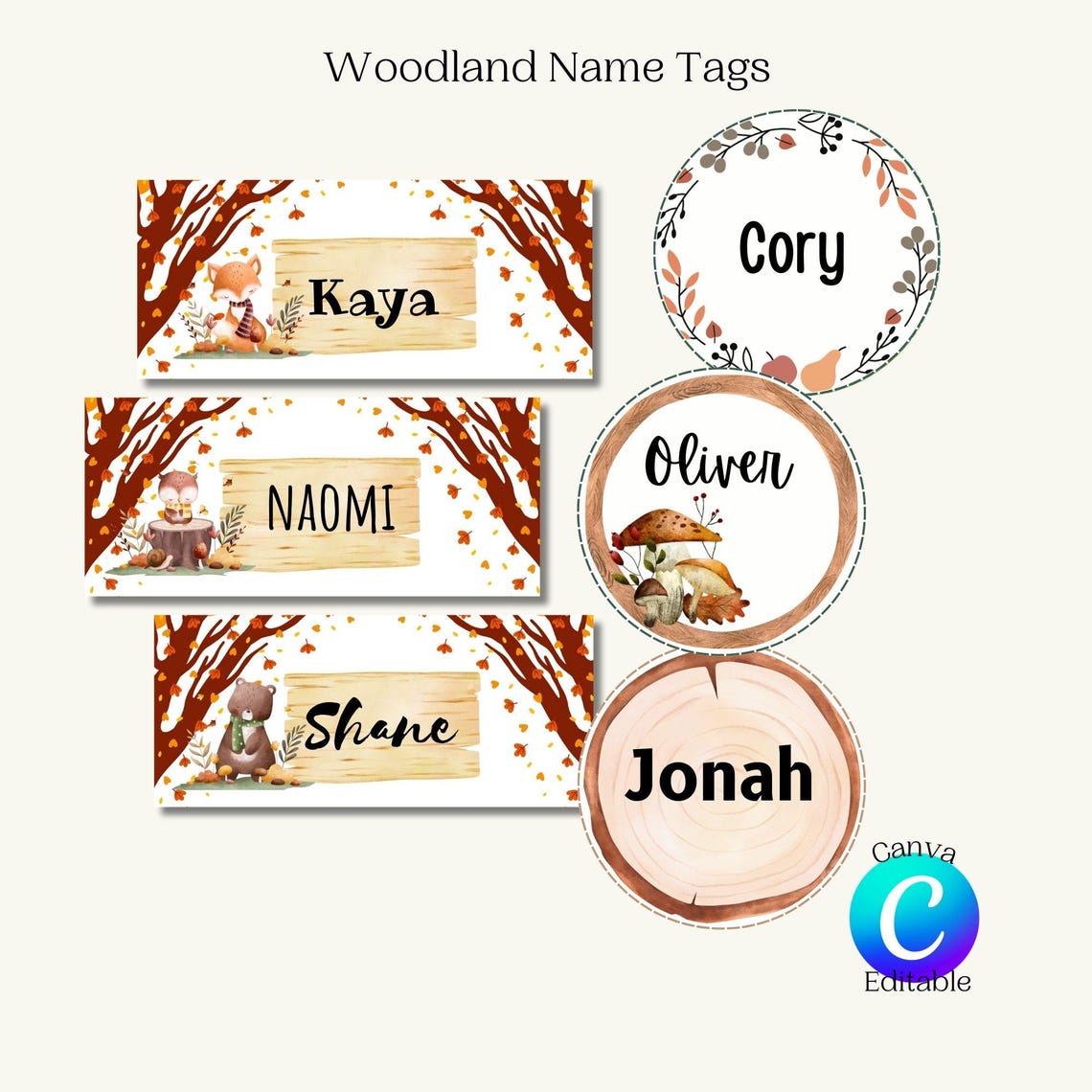 Editable Woodland Animal Classroom Name Tags, Cubby Tags for Preschool ...