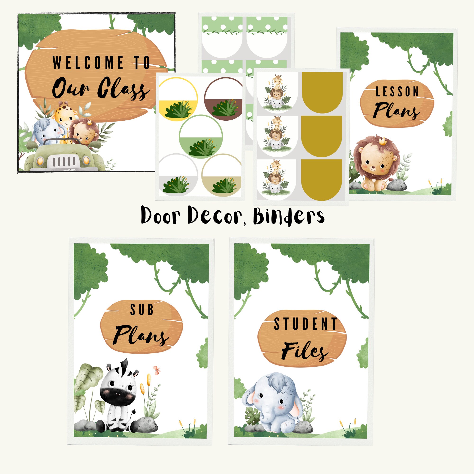 Safari Animal Classroom Decor Bundle, Editable Teacher Lists (digital ...
