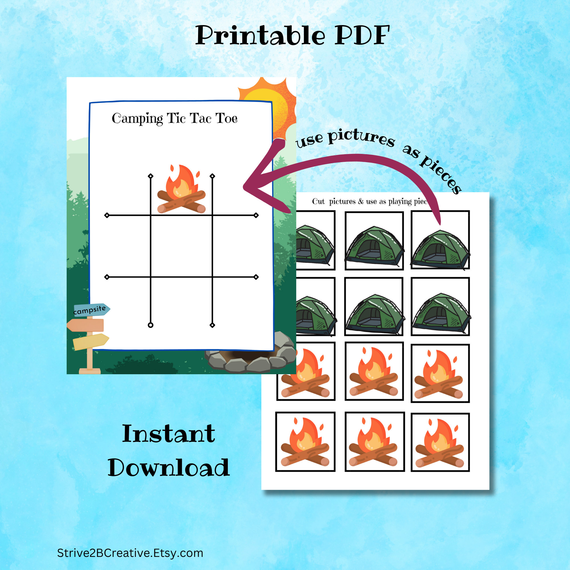 Printable Tic Tac Toe Game. Printable Game for Kids, Family Travel ...