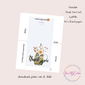 Flowerpot Thank You Card Template, Thank You Greeting Card, Printable ...