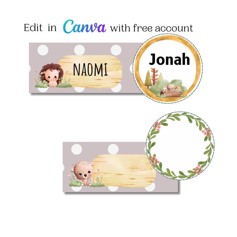 Woodland Animal Classroom Labels, Cubbie Tags (editable Canva Template ...