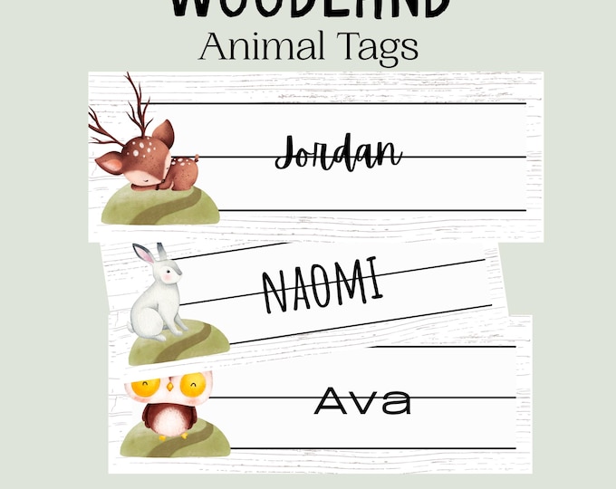 Editable Woodland Animal Name Tags: Printable Classroom Decor (digital ...
