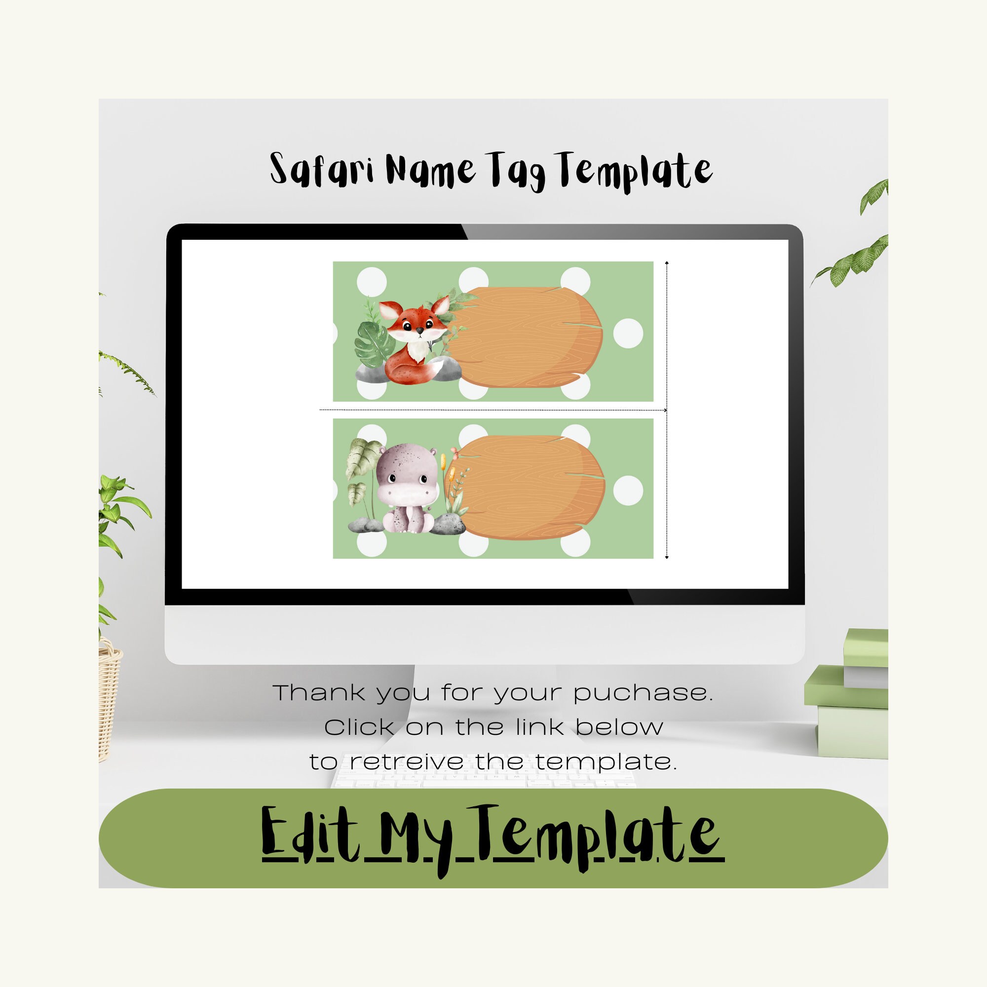 Editable Classroom Name Tags Safari Animals , Cubby Tags for Preschool ...
