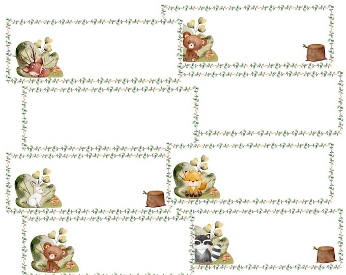 WOODLAND DESK Name Tags, Printable Woodland Desk Name Plates, Classroom ...