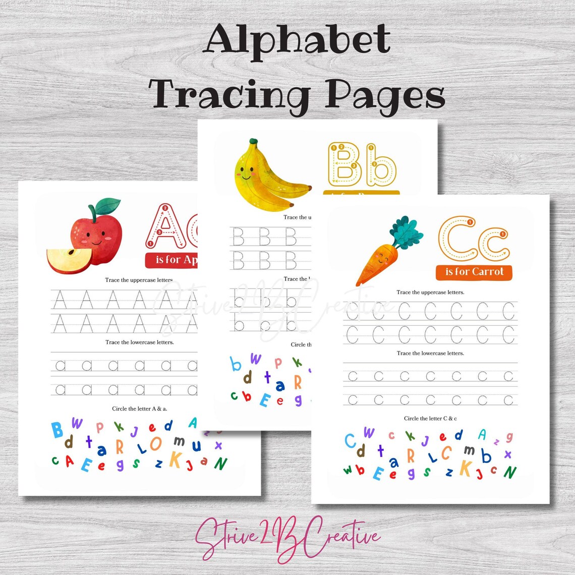 Alphabet Tracing Pages, ABC Trace for Kids, Upper and Lower Case ...