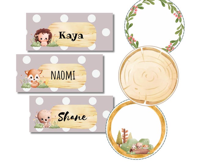 WOODLAND DESK Name Tags, Printable Woodland Desk Name Plates, Classroom ...
