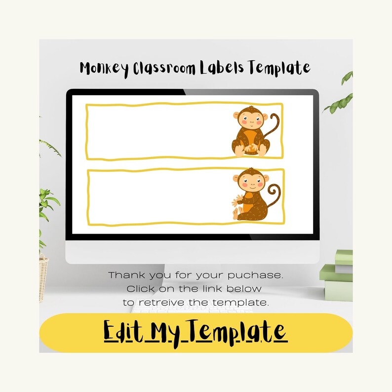 Editable Monkey Classroom Name Labels, Printable Cubby Tags (digital Download) - Etsy