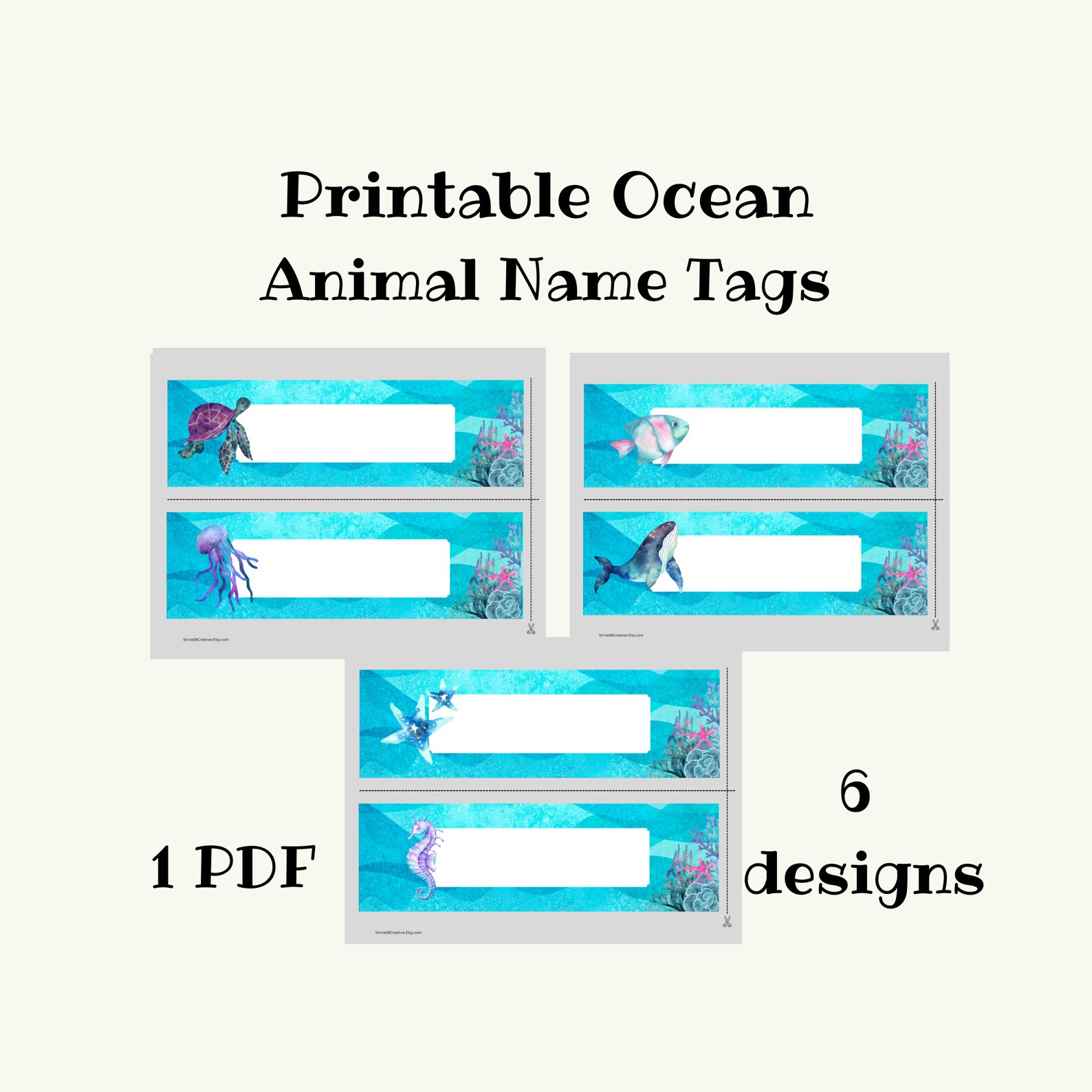Ocean Animal Name Tags,printable Desktop Tags, Cubby Labels, Classroom ...