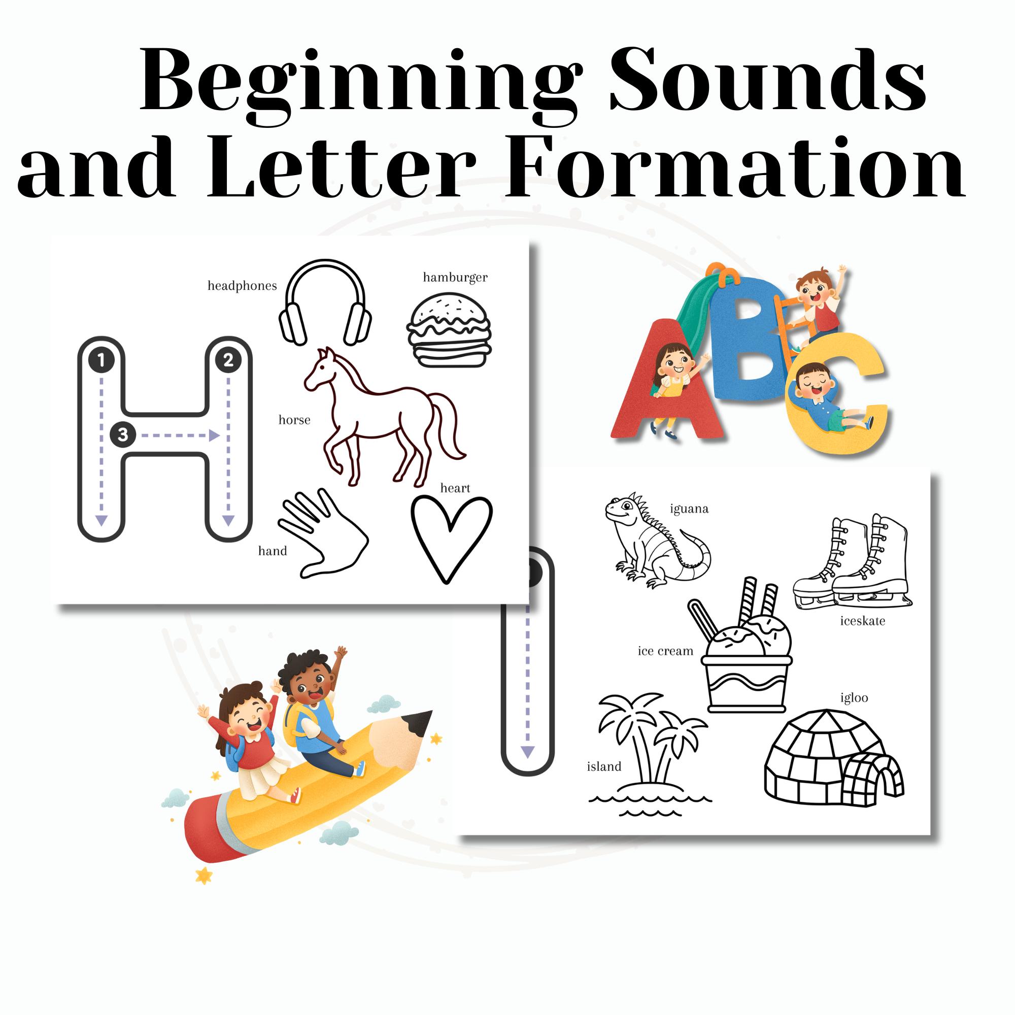 Alphabet Trace and Color Pages, Beginning Alphabet Sounds Activity ...
