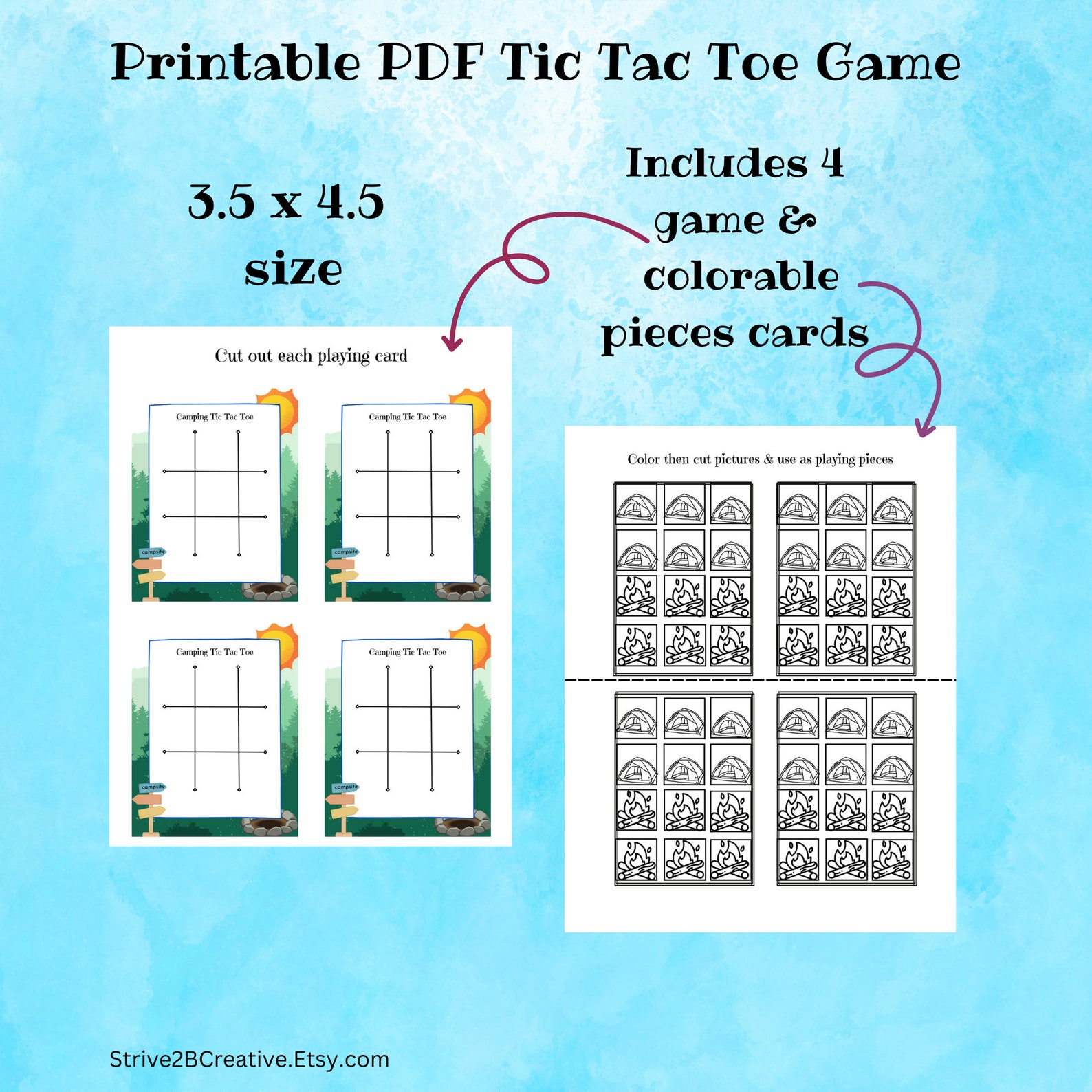 Printable Tic Tac Toe Game. Printable Game for Kids, Family Travel ...