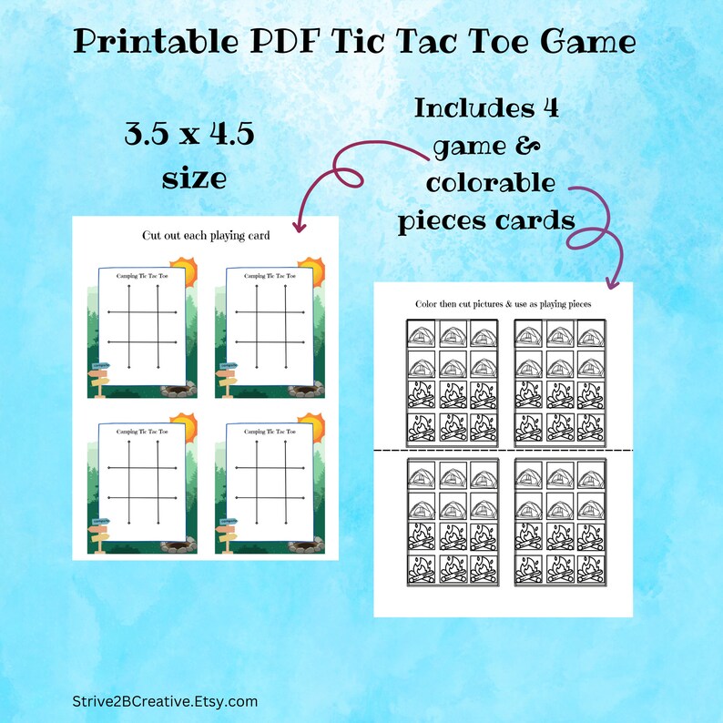 Printable Tic Tac Toe Game. Printable Game for Kids, Family Travel ...