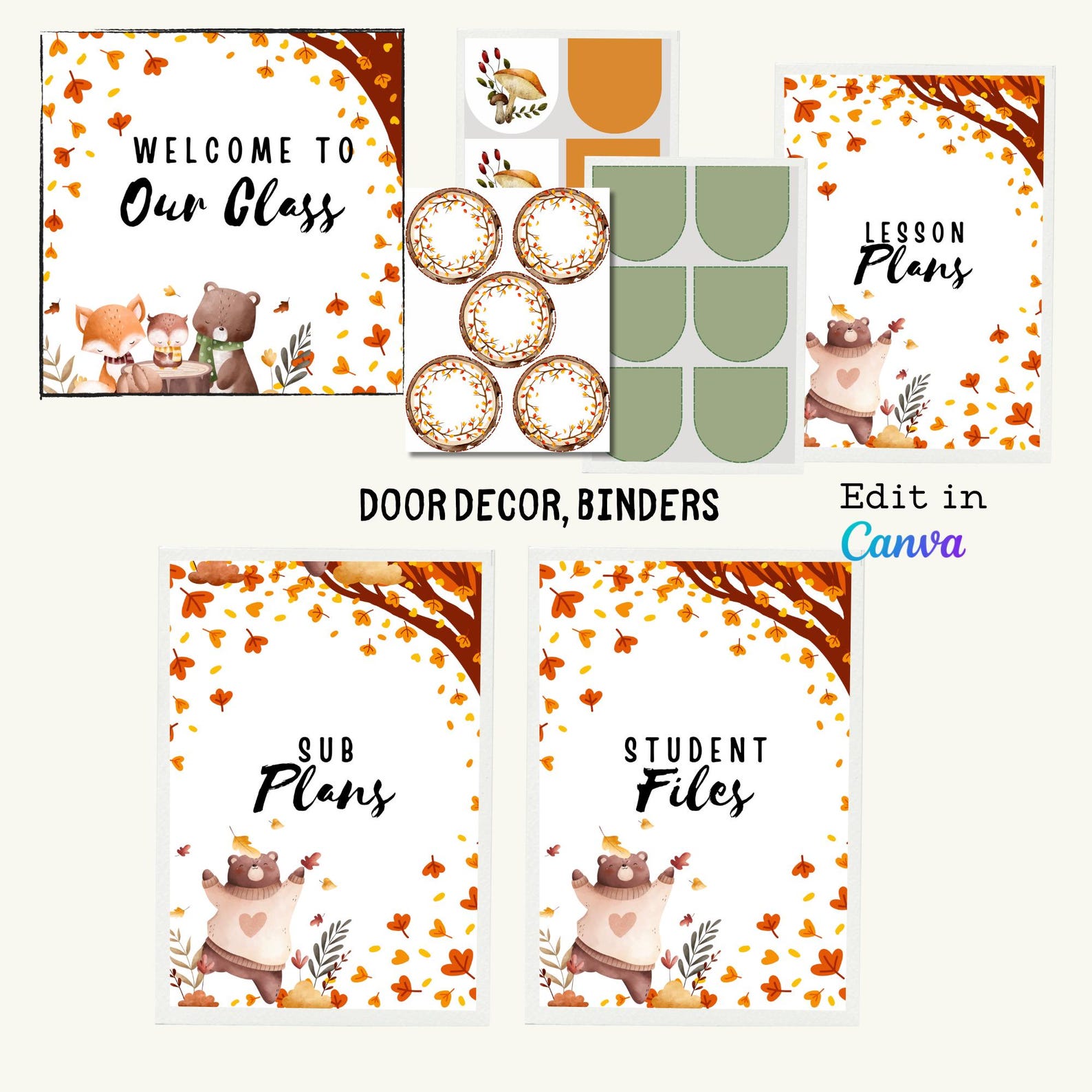 Woodland Classroom Decor Bundle, Editable Woodland Classroom Printable ...