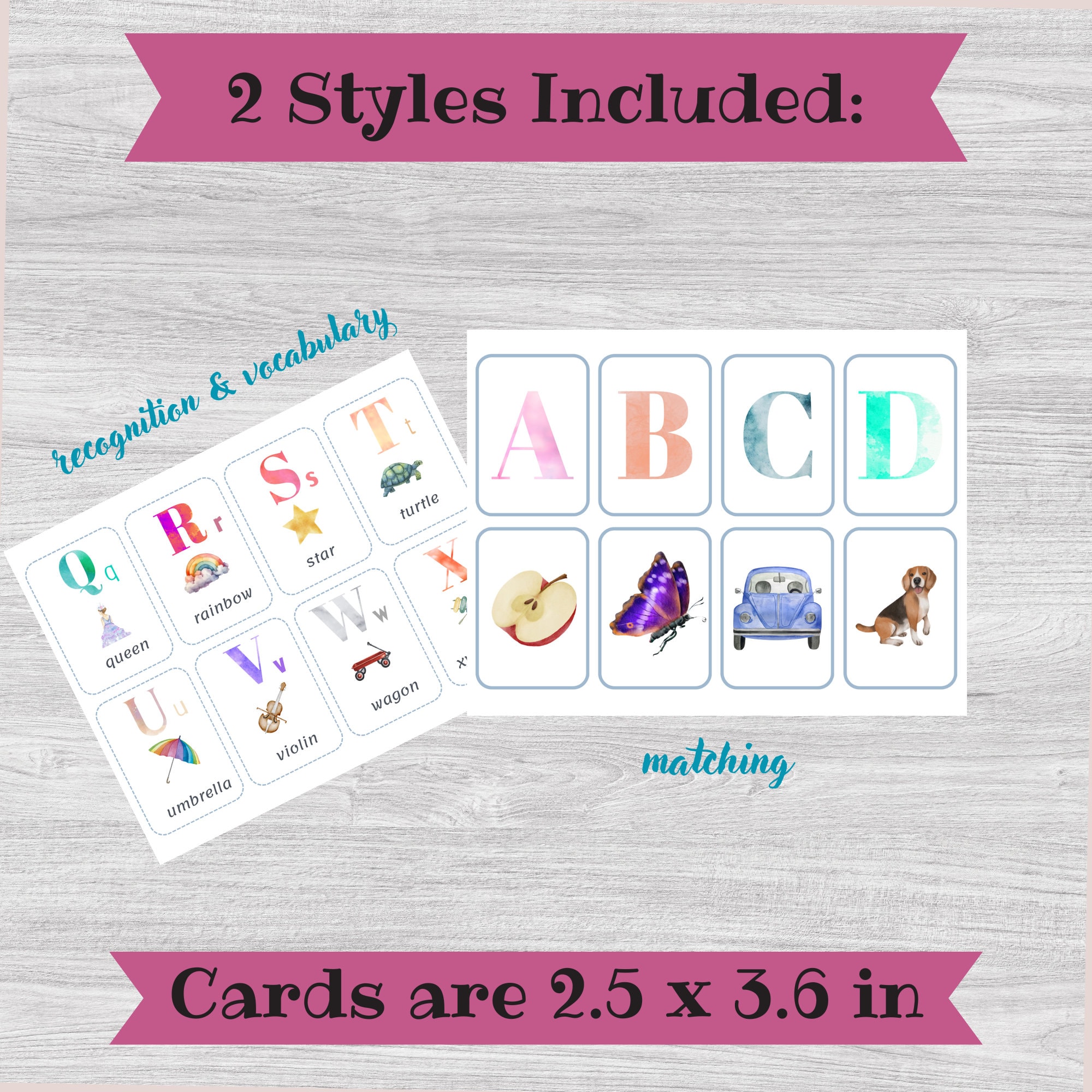 Alphabet Flashcards, 26 A to Z Flashcards, ABC Picture Flashcards ...