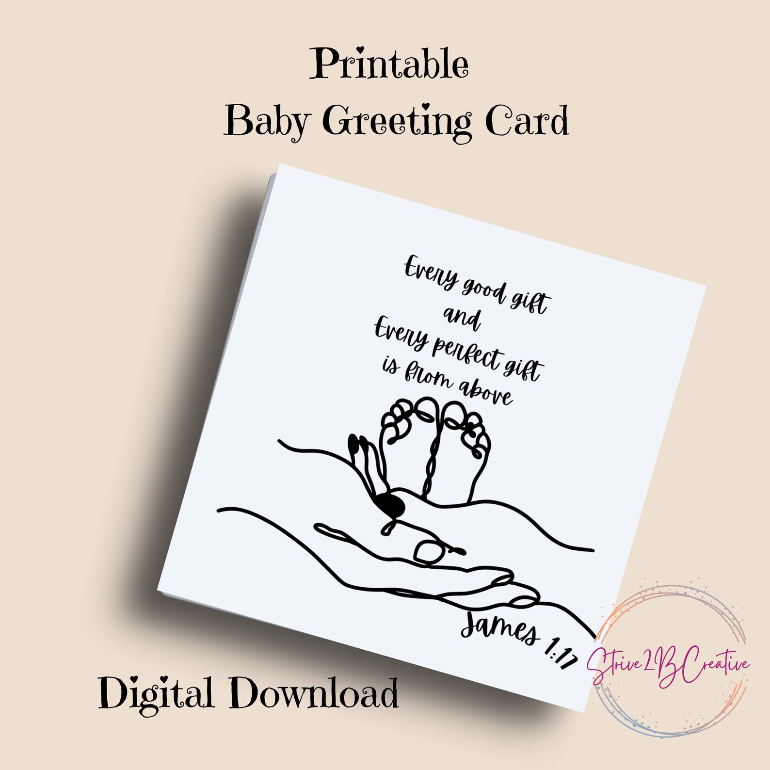 Printable Welcome Baby Greeting Card Digital Download Baby - Etsy