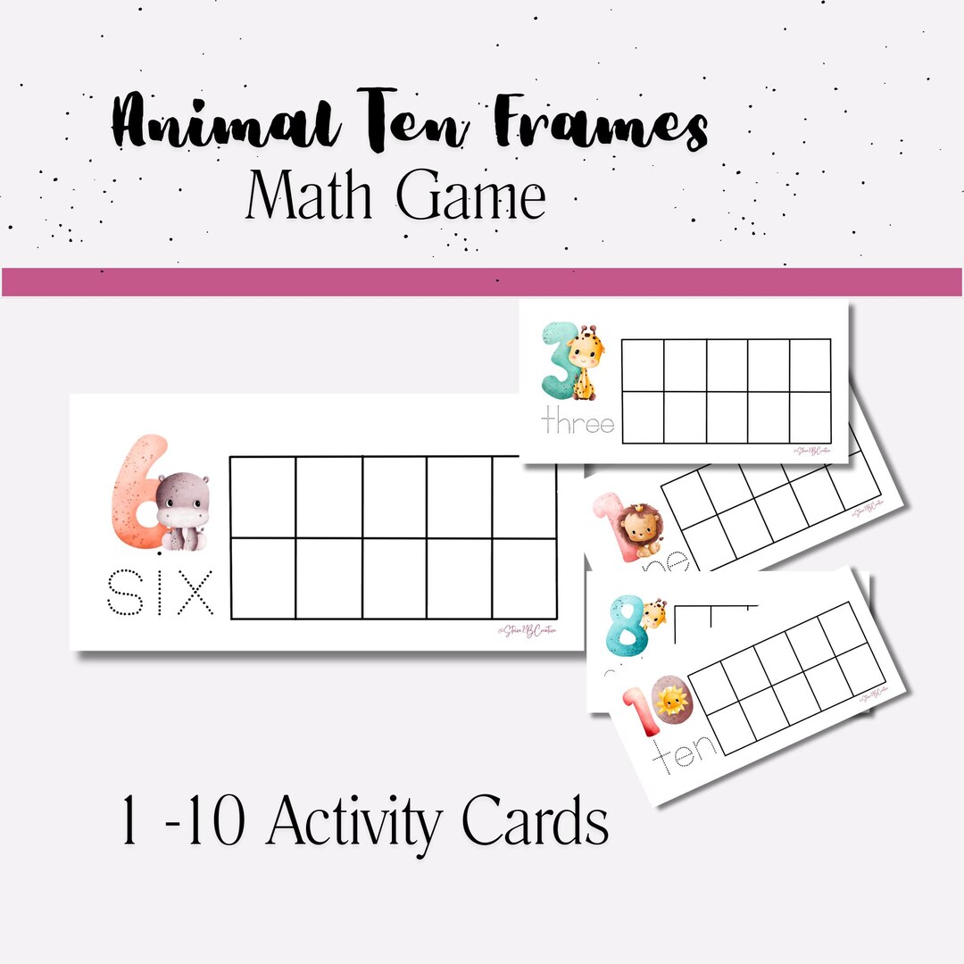 Animal Ten Frame Activity Cards, Prinatble Ten Frame Game, Montessori ...