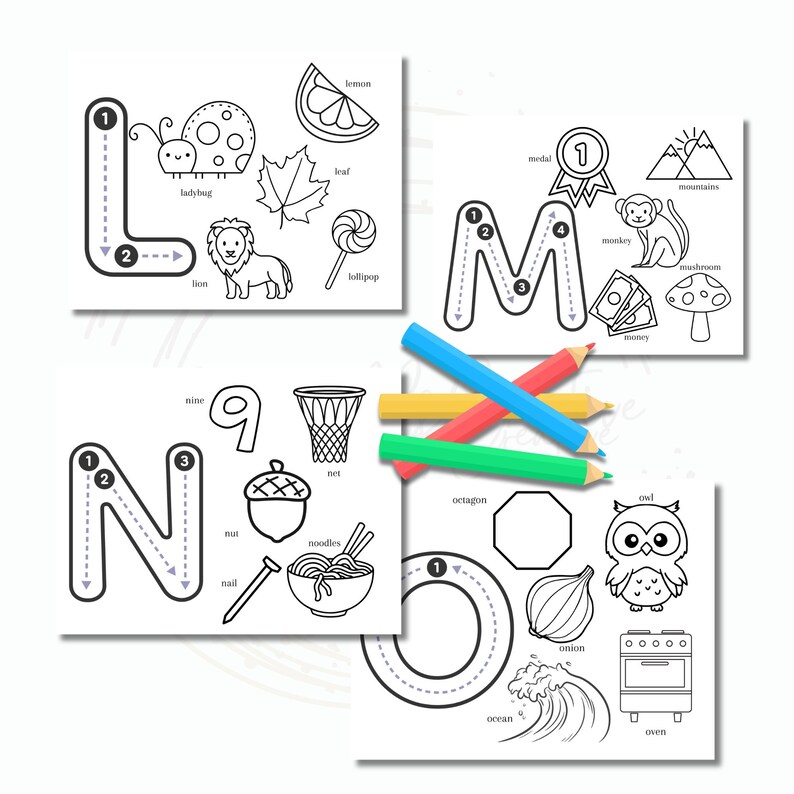 Alphabet Trace and Color Pages, Beginning Alphabet Sounds Activity ...