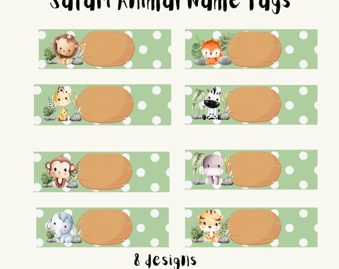 Safari Animal Name Tags,printable Desktop Tags, Cubby Labels, Classroom ...