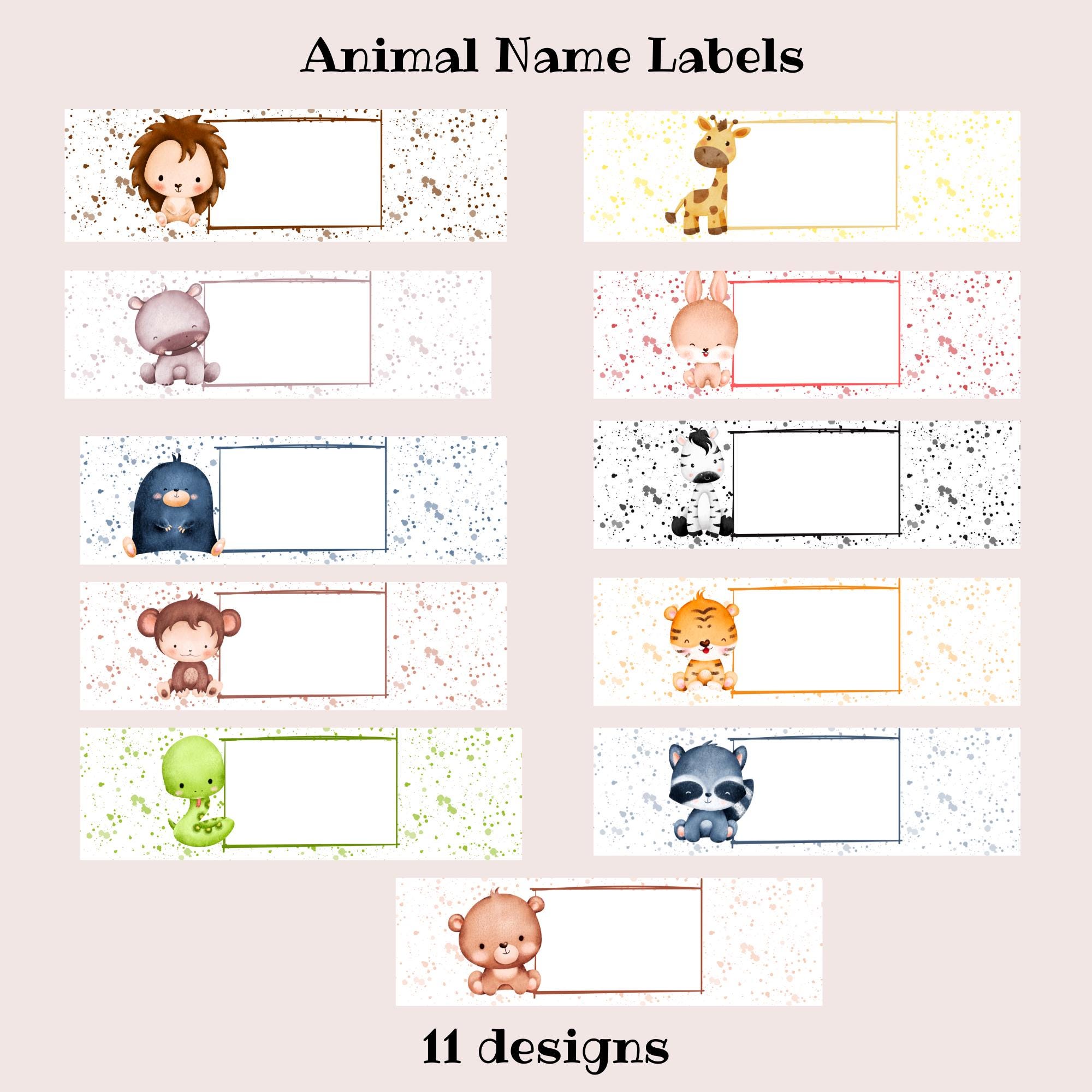 Animal Classroom Name Labels, Cubby Tags for Preschool, Baby Animal ...