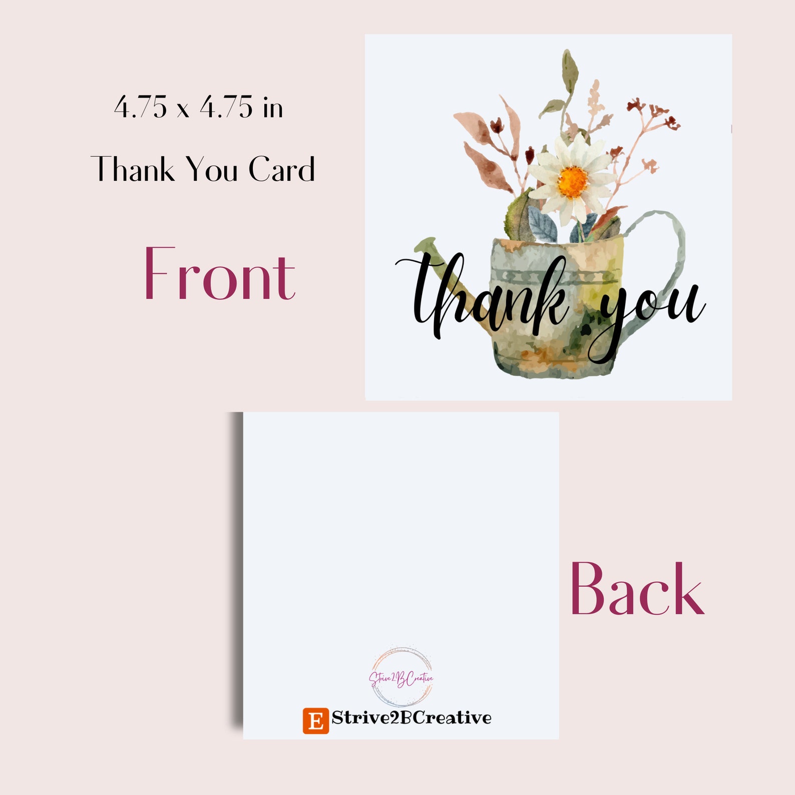 Flowerpot Thank You Card Template, Thank You Greeting Card, Printable ...