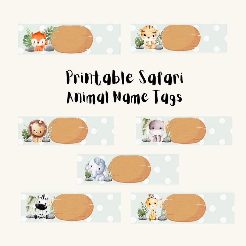 New Safari Animal Classroom Name Labels, Cubby Tags for Preschool, Baby ...