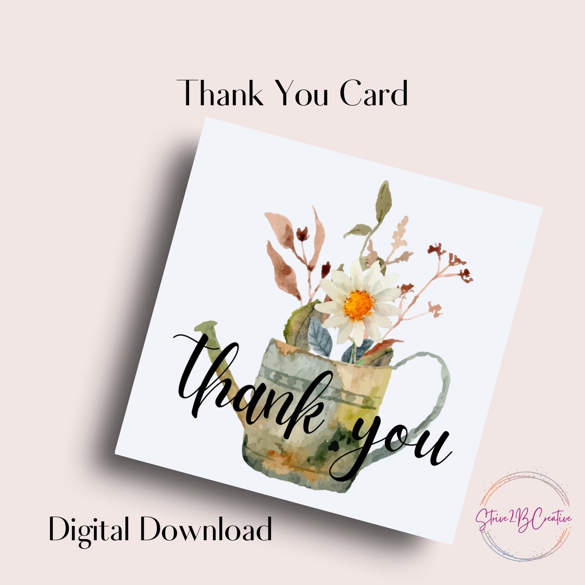 Flowerpot Thank You Card Template, Thank You Greeting Card, Printable ...