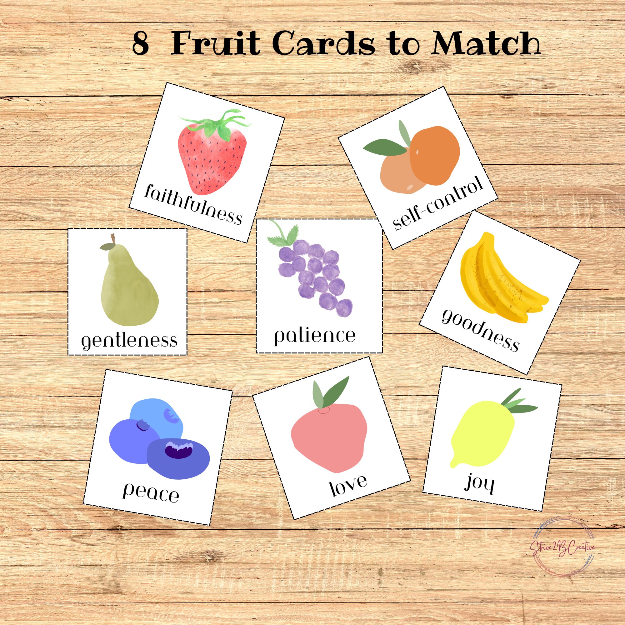 Fruit of the Spirit Memory Game, Fruit Matching Game, Printable ...